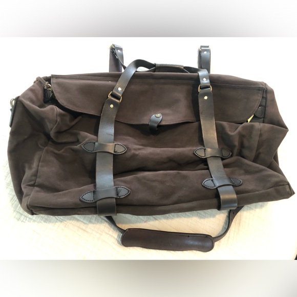 Filson | Bags | Filson Rugged Twill Mens Brown Leather Canvas Duffel ...
